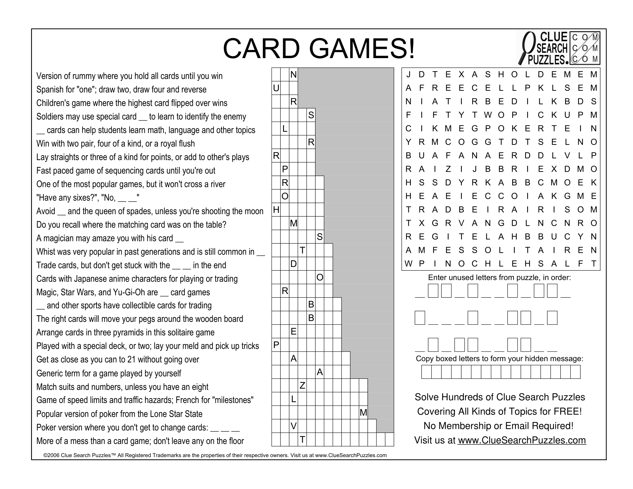 CARD GAMES TRIVIA QUIZ Clue Search Puzzles card-games-trivia-quiz-clue-search-puzzles