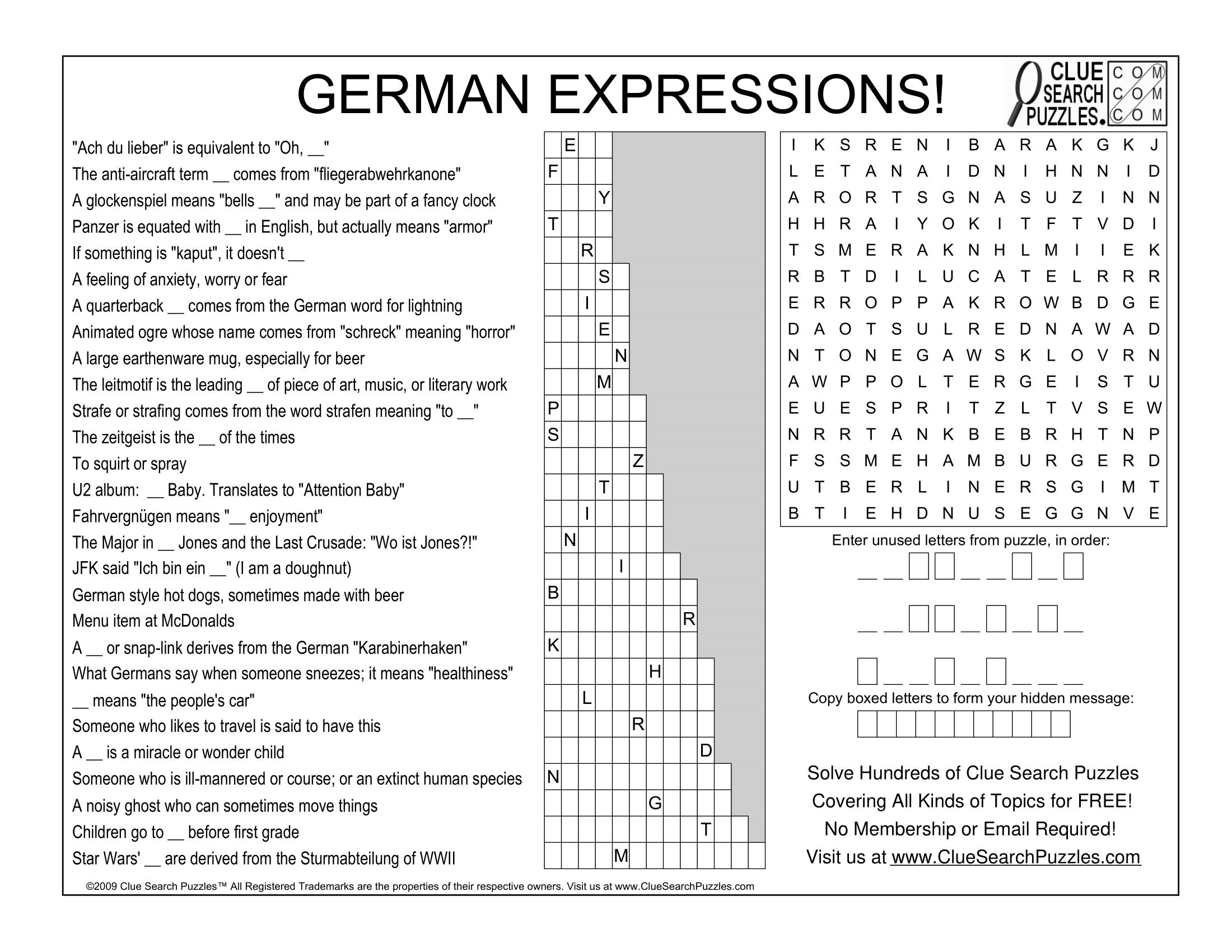 GERMAN EXPRESSIONS TRIVIA QUIZ – Clue Search Puzzles